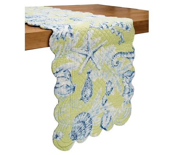 VALERIE PARR HILL Fenwick Isle 14' X 51' Green Table Runner Va Lerie - One-color