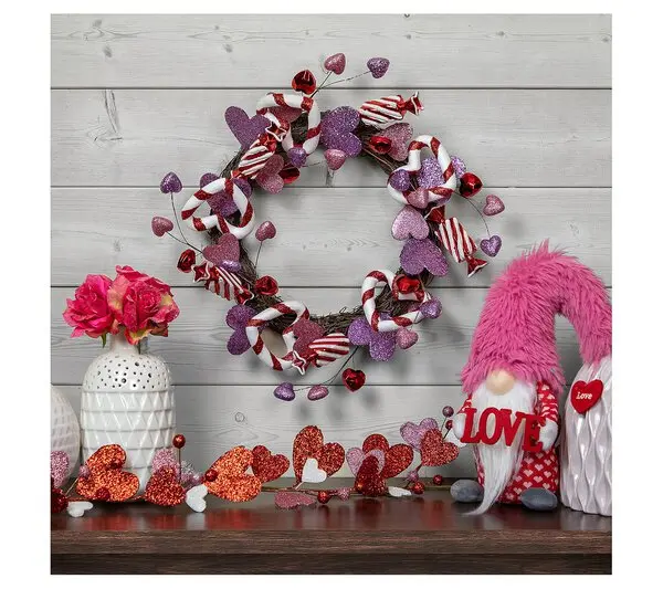 NORTHLIGHT Pink & Purple Candies & Hearts Valen Ine's Wreath - One-color