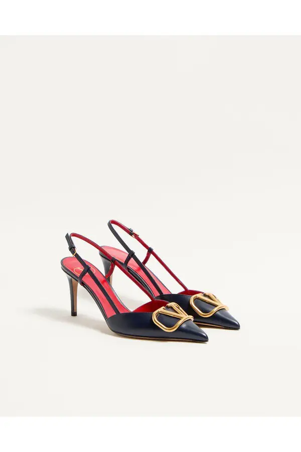 Valentino Garavani Vlogo Signature Calfskin Slingback Pump - Black