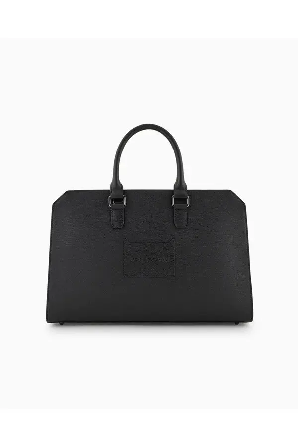 Emporio Armani Tumbled Leather Business Bag - Black