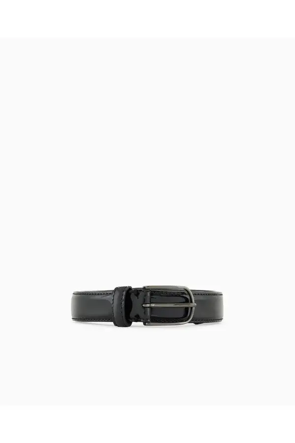 Emporio Armani Patent Leather Belt - Black