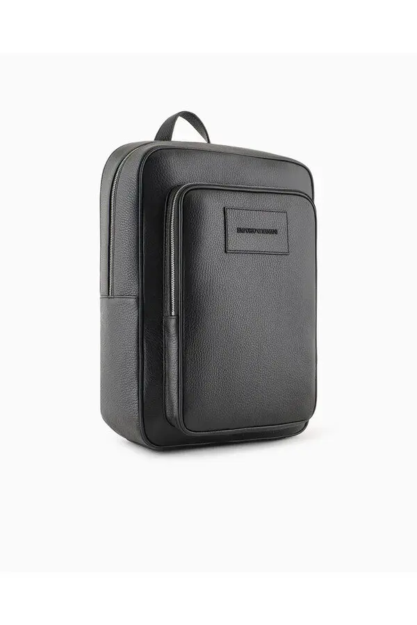 Emporio Armani Tumbled-leather Laptop Backpack