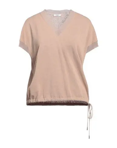 Peserico V-neck Short Sleeve Sweater - Light Brown