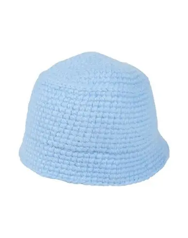 JW Anderson Knitted Beanie With Leather Trim - Blue