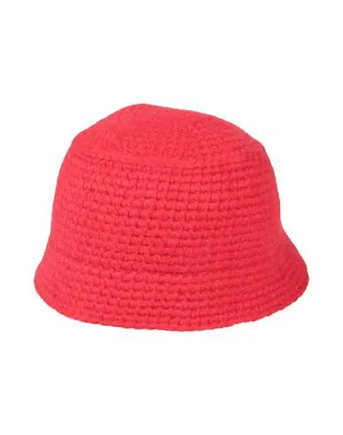JW Anderson Knitted Beanie With Leather Trim - Red