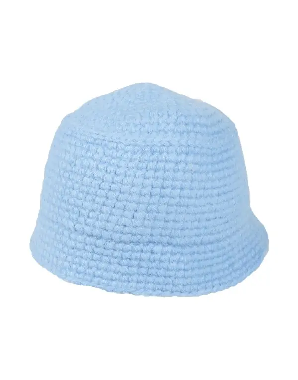 JW Anderson Knitted Beanie With Leather Trim - Sky Blue