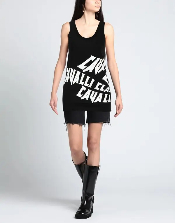 Roberto Cavalli Printed Jersey Top - Black