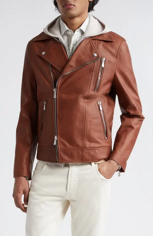 Eleventy Leather Biker Jacket