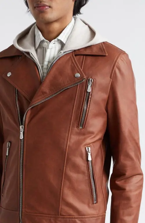 Eleventy Leather Biker Jacket