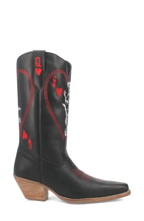 DINGO Queen Of Hearts Western Boots - Black