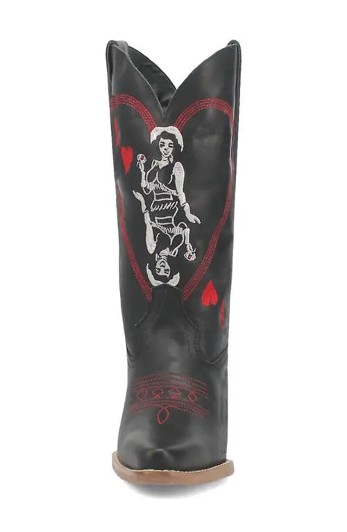 DINGO Queen Of Hearts Western Boots - Black