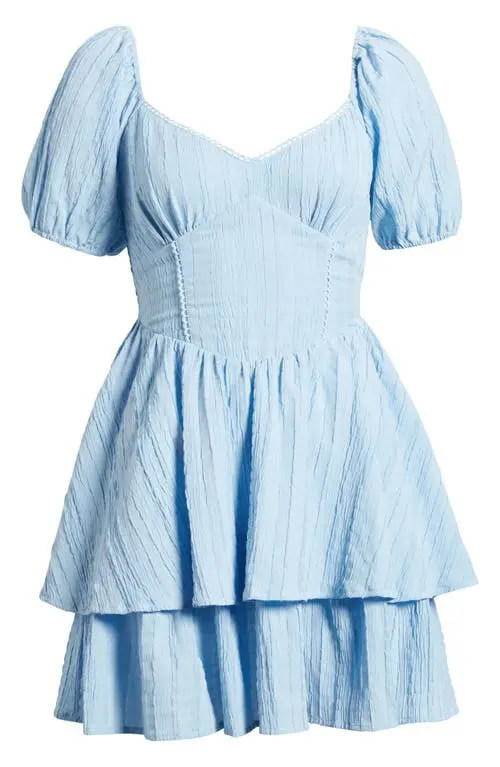 ALL IN FAVOR Crinkle Tiered Mini Dress