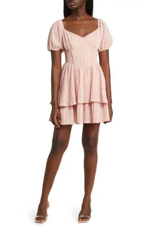 ALL IN FAVOR Crinkle Tiered Mini Dress