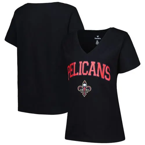 Profile New Orleans Pelicans Arch Over Logo V-neck T-shirt - Black
