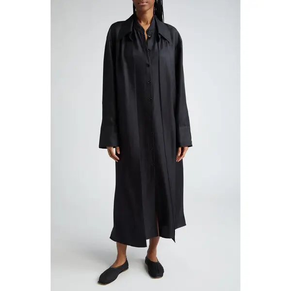 RÓHE Double Layer Long Sleeve Silk Shirtdress