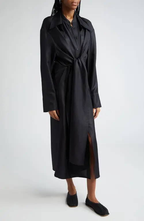 RÓHE Double Layer Long Sleeve Silk Shirtdress