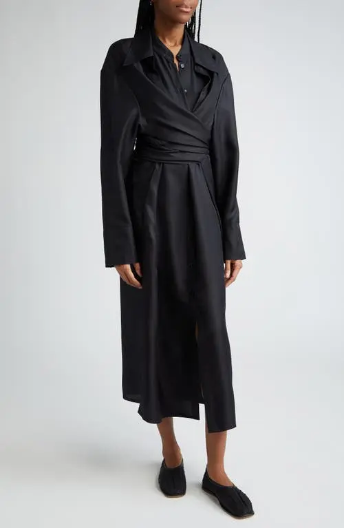 RÓHE Double Layer Long Sleeve Silk Shirtdress