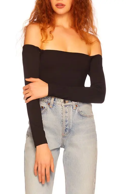 Susana Monaco Off-the-shoulder Long Sleeve Top - Black