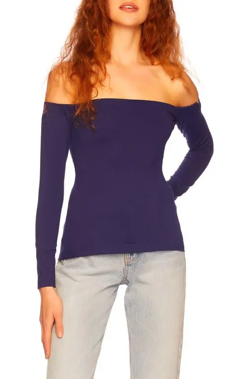 Susana Monaco Off-the-shoulder Long Sleeve Top - Inkwell