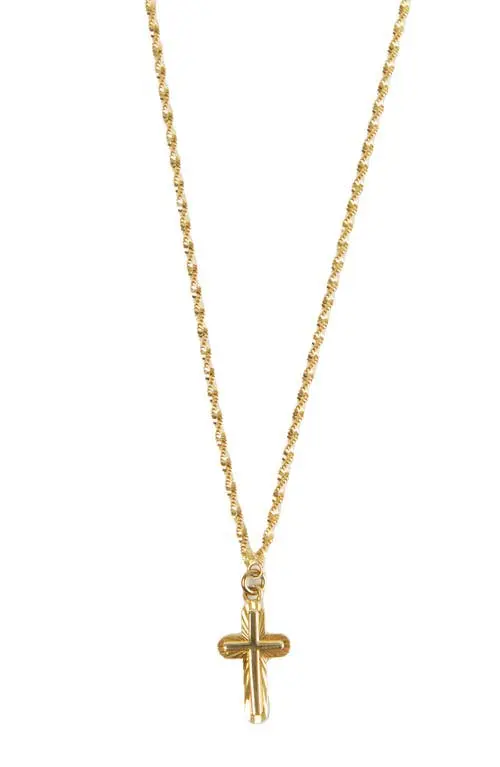 Argento Vivo Diamond Cut Cross Pendant Necklace - Gold