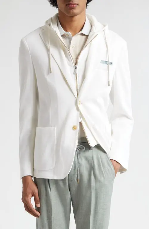 Eleventy Cotton-cashmere Sport Coat With Removable Hooded Bib