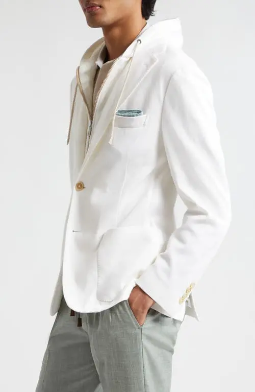 Eleventy Cotton-cashmere Sport Coat With Removable Hooded Bib