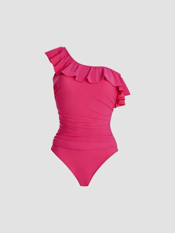 GOTTEX Tutti Frutti Ruffled One-shoulder One-piece Swimsuit - Cherry
