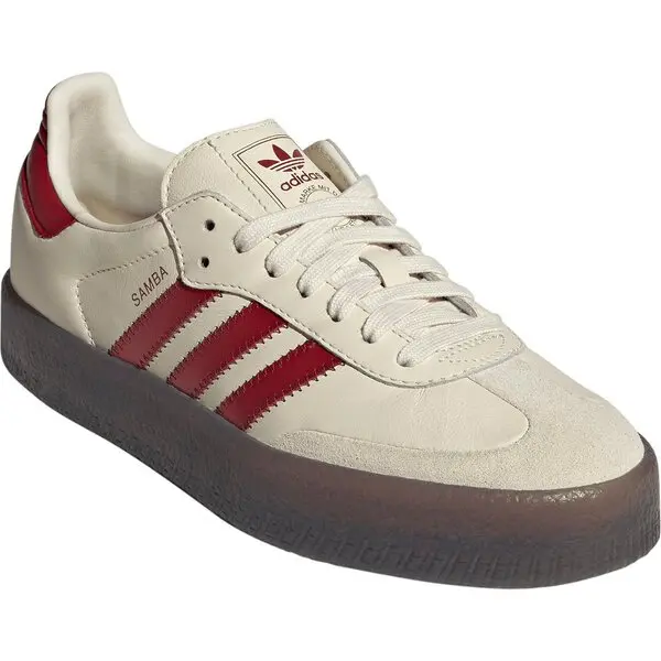Adidas Sambae Platform Sneakers - Cream/victory Red/shadow Red
