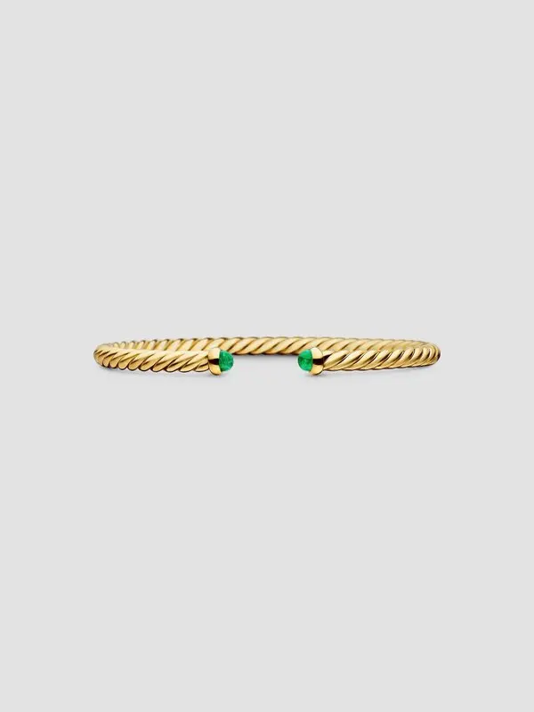 David Yurman Modern Cablespira Bracelet In 18k Yellow Gold - Emerald