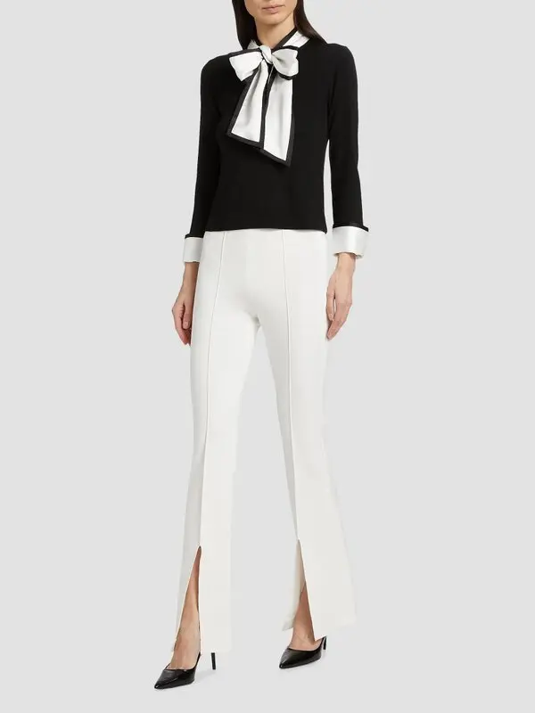 Alice + Olivia Justina Combination Wool Bow Sweater