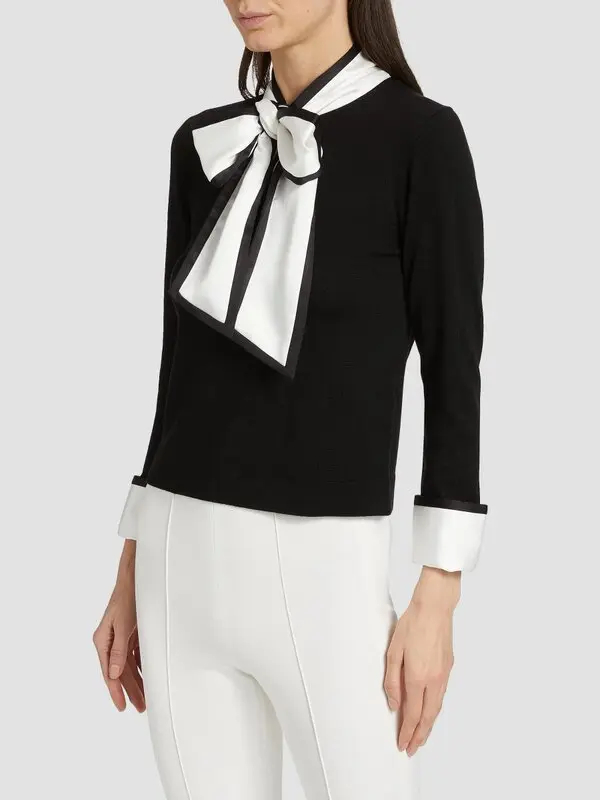 Alice + Olivia Justina Combination Wool Bow Sweater