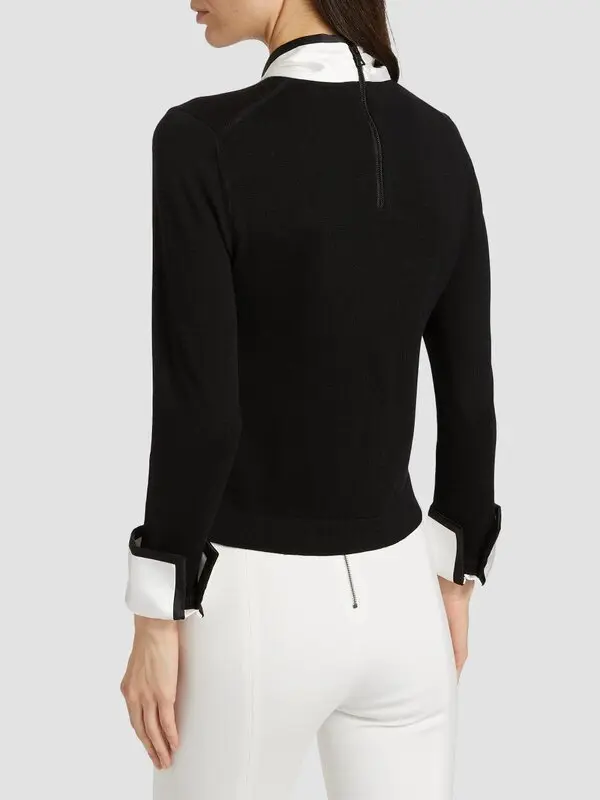 Alice + Olivia Justina Combination Wool Bow Sweater