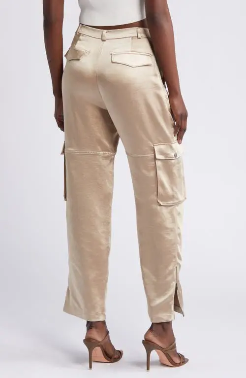 OPEN EDIT Satin Cargo Pants - Tan Oxford