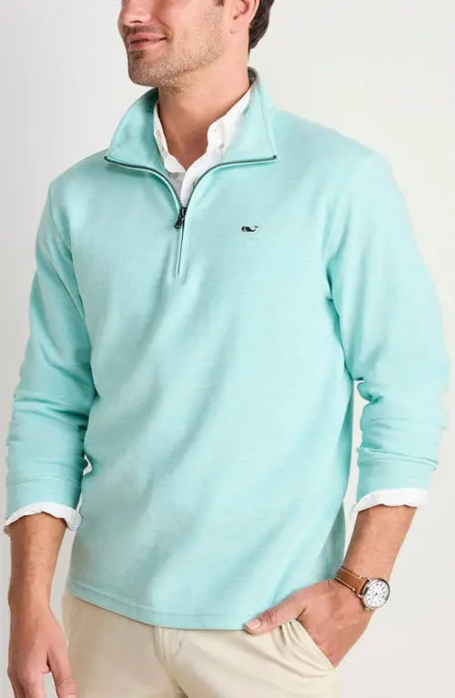 Vineyard Vines Saltwater Stripe Quarter Zip Pullover - Aqua Haze