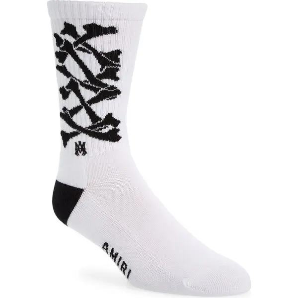 Amiri Bones Crew Socks - White/black