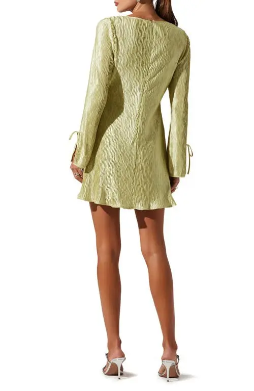 Astr The Label Long Sleeve Plissé Minidress