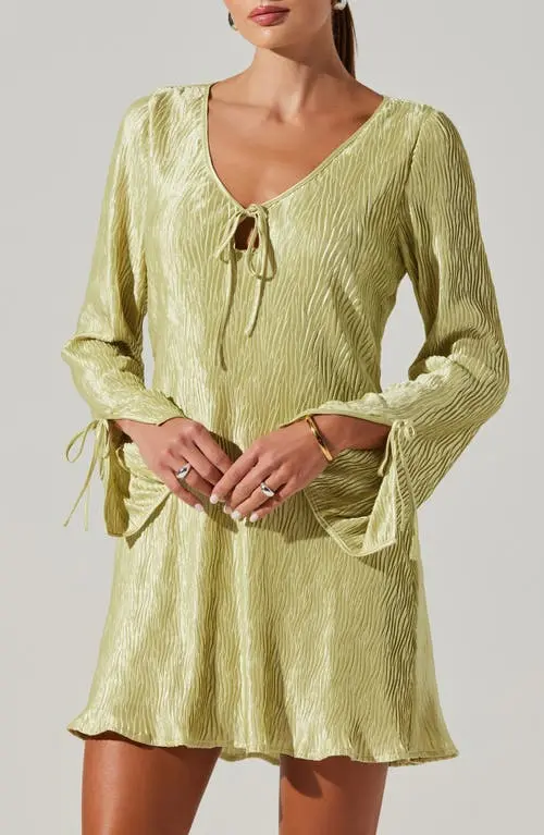 Astr The Label Long Sleeve Plissé Minidress