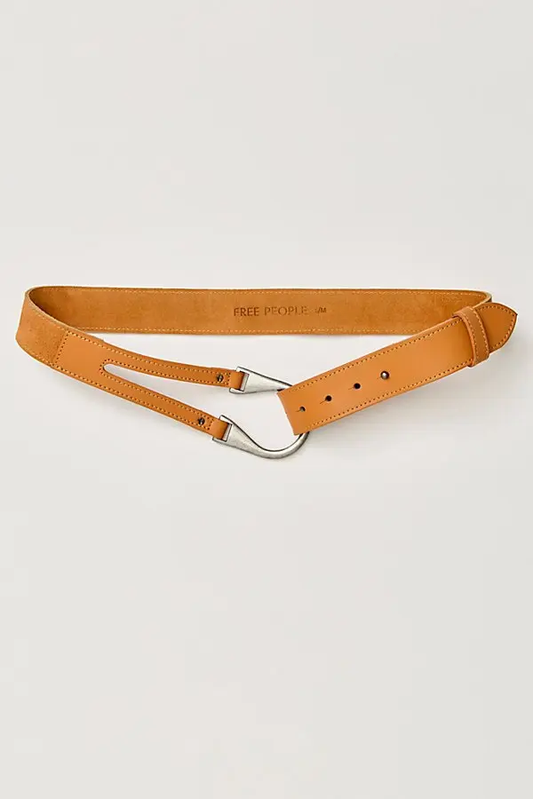Free People Rising Sun Leather Hip Belt - Iceland Poppy