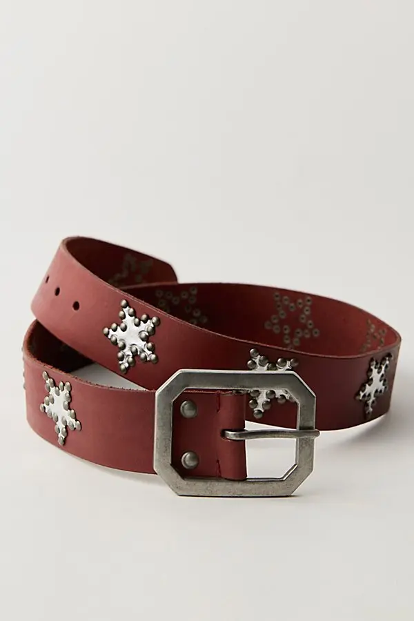 Free People Starcrossed Studded Leather Belt - Firecracker