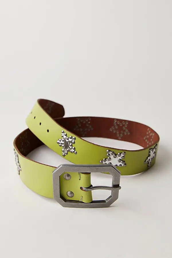 Free People Starcrossed Studded Leather Belt - Limelight