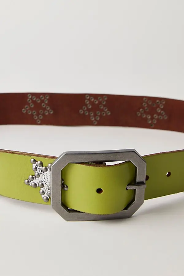 Free People Starcrossed Studded Leather Belt - Limelight