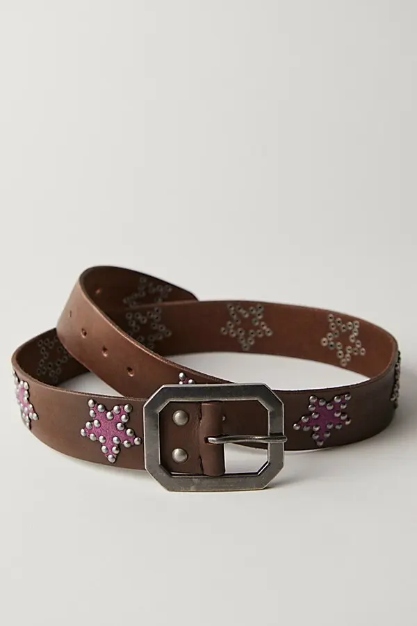 Free People Starcrossed Studded Leather Belt - Pixie Dust