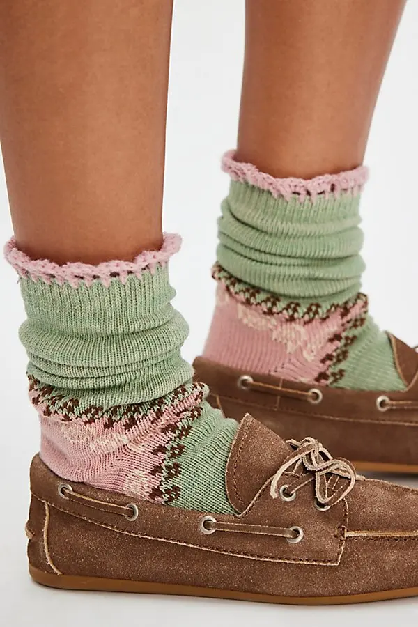 Free People Raggedy Ankle Socks - White Jade Combo