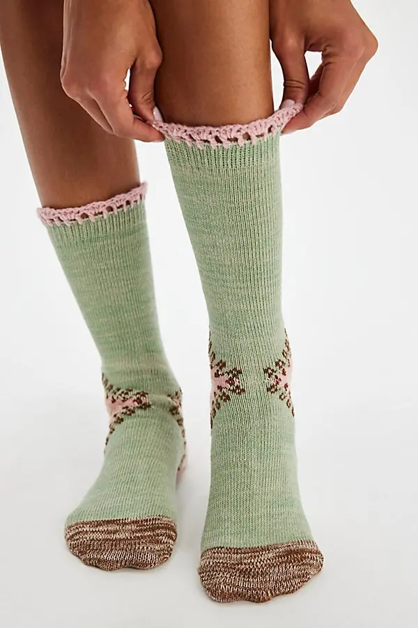 Free People Raggedy Ankle Socks - White Jade Combo