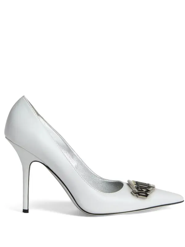 Dsquared2 100mm Logo-plaque Leather Pumps - White