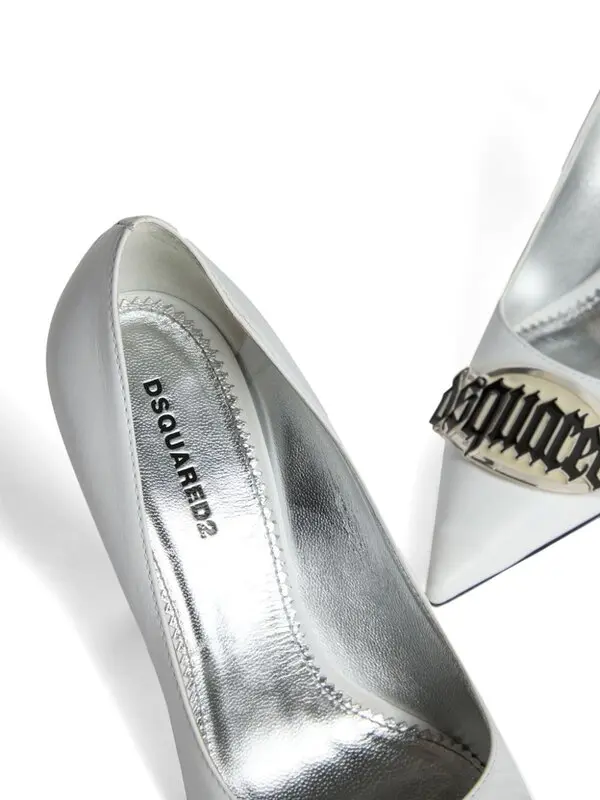 Dsquared2 100mm Logo-plaque Leather Pumps - White