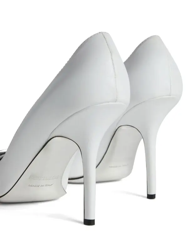 Dsquared2 100mm Logo-plaque Leather Pumps - White