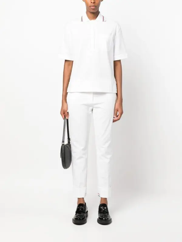 Thom Browne Rwb-stripe Seersucker Polo Top
