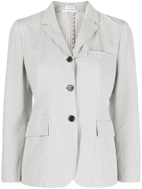 Thom Browne Striped Seersucker Single-breasted Blazer