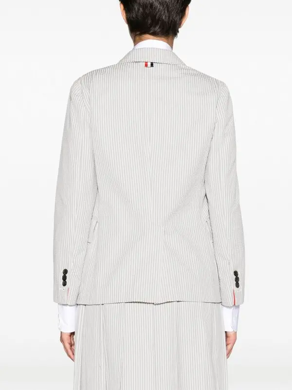 Thom Browne Striped Seersucker Single-breasted Blazer